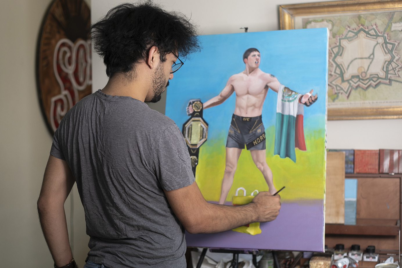 Painting in Progress — Portrait of Brandon Moreno